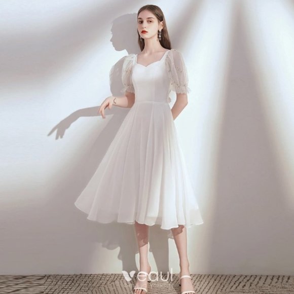 Dresses | Chic White Aline Homecoming Graduation Dress | Poshmark